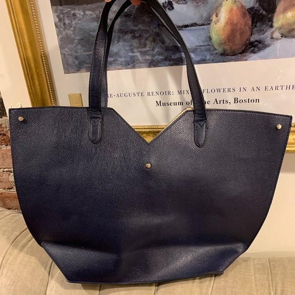 Neiman Marcus | Bags | Neiman Marcus Navy Pebbled Leather Tote | Poshmark